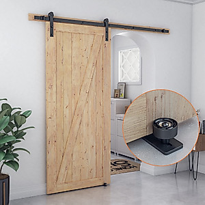 LDB_Building Black Flush Bottom Design Floor Guide for Sliding Barn Door, Non Scratch Wall Mount System with Ball Bearing Wheels