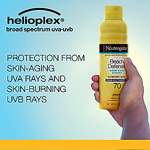 Neutrogena Beach Defense Spray Sunscreen with Broad Spectrum SPF 70 Fast Absorbing Sunscreen Body Spray Mist Water Resistant Oil Free UVAUVB Sun Protection, 6.5 Ounce