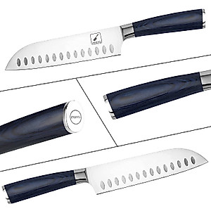imarku Kitchen Knife 7 Inch Santoku Knife Ultra Sharp Chopping Knife - 7Cr17Mov Japanese Chefs Knife, Vegetable Knife, Best Cooking Knife Choice & Kitchen Gadgets 2023 (Blue)