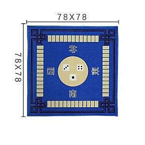 Exclen Universal Mahjong/Paigow/Card Table Cover, Slip Resistant Mat 31" x 31" (78cm x 78cm) (Blue)