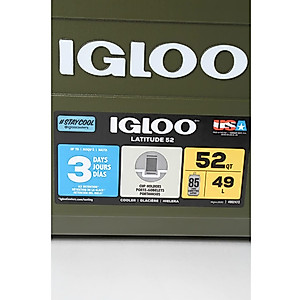 Igloo 60367 Sportsman Latitude 52 Cooler Box, Approx. 11.2 gal (49 L), Sportsman, Latitude, Outdoor, Camping, Leisure, Fishing, Green