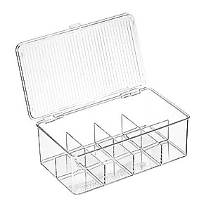 2 Pack Stackable Plastic Tea Bag Organizer - Storage Bin Box for Kitchen Cabinets, Countertops, Pantry - Holds Beverage Bags, Cups, Pods, Packets, Condiment Accessories Holder