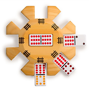 Yellow Mountain Imports Wooden Hub Centerpiece for Mexican Train Dominoes Game (up to 8 Players) - 5.8 Inches