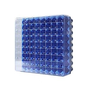 Cryogenic Storage Box - Polycarbonate Freezer Boxes,Blue/81 Place, for Storing 1.5-2.0 mL Cryotubes (Pack of 1)