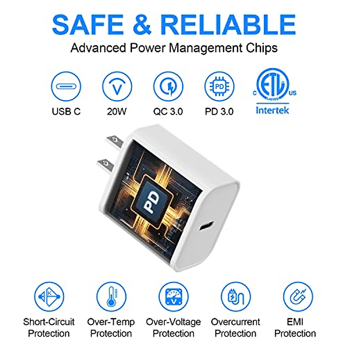 [Apple MFi Certified] iPhone Fast Charger, 2Pack 20W PD Type C Wall Charger Block with 6FT USB-C to Lightning Cables Compatible with iPhone 14/13/ 12/11/ XS/XR/X/ 8 Plus/iPad