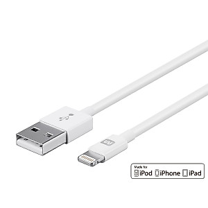 Monoprice Lightning to USB Type-A Charging Cable - Apple MFi Certified, 6 Inches, White - Essential Series