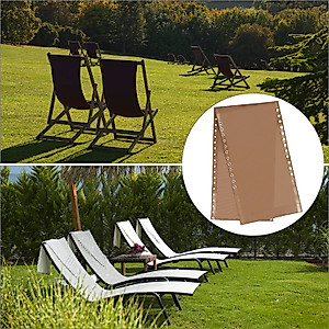 QWORK Zero Gravity Lounge Chair Cloth, Chair Replacement Fabric with 4 Bungee Cord Lounge, Chair Cloth Mesh Chair Repair Kit, 63x17 Inches (Brown)
