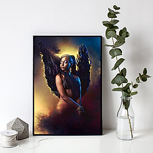 QAZWSX Full Round Drill African Black Angel Woman Art Diamond Painting Art Kits for Adults Beginners Paint with Gem Crystal Home Wall Decor 12x16 Inch