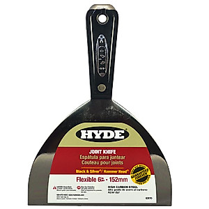 5-Pack of 6” Hyde 02870 Black & Silver High Carbon Steel Flexible Joint Knife, w/Hammer Head End