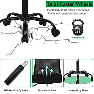 Ergonomic Office Chair Mesh Support Modern Executive Mid Back Rolling Swivel Chair Computer Chair Task Chair for Men& Women, Black