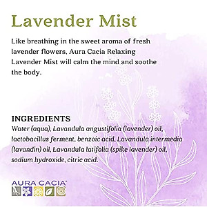 Aura Cacia Relaxing Lavender Aromatherapy Mist, 4-Ounce, Lavender Pure Essential Oils, Sweet & Floral Aroma