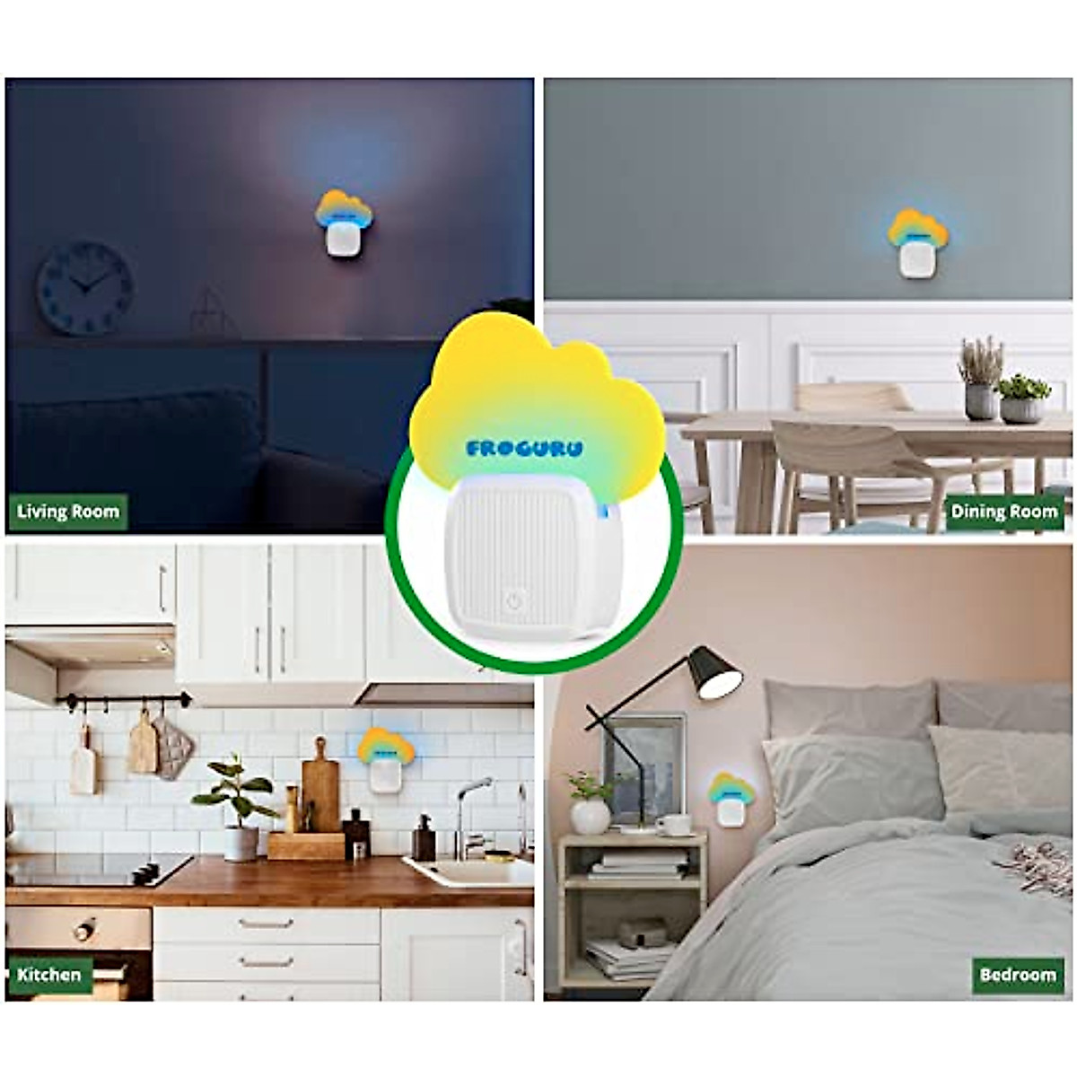 FROGURU Plug in Fly Trap Indoor with 14 Sticky Refills (2-Pack) - Easy to Use Odorless Indoor Fly Trap for Home with Blue LED Light - Traps Insects Like Fruit Flies, Mosquitoes, Gnats, Moths, etc.