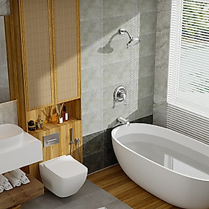 Esnbia Shower Tub Kit, Tub and Shower Faucet Set（Valve Included) with Rain Shower Head and Tub Spout, Single-Handle Tub and Shower Trim Kit,Chrome