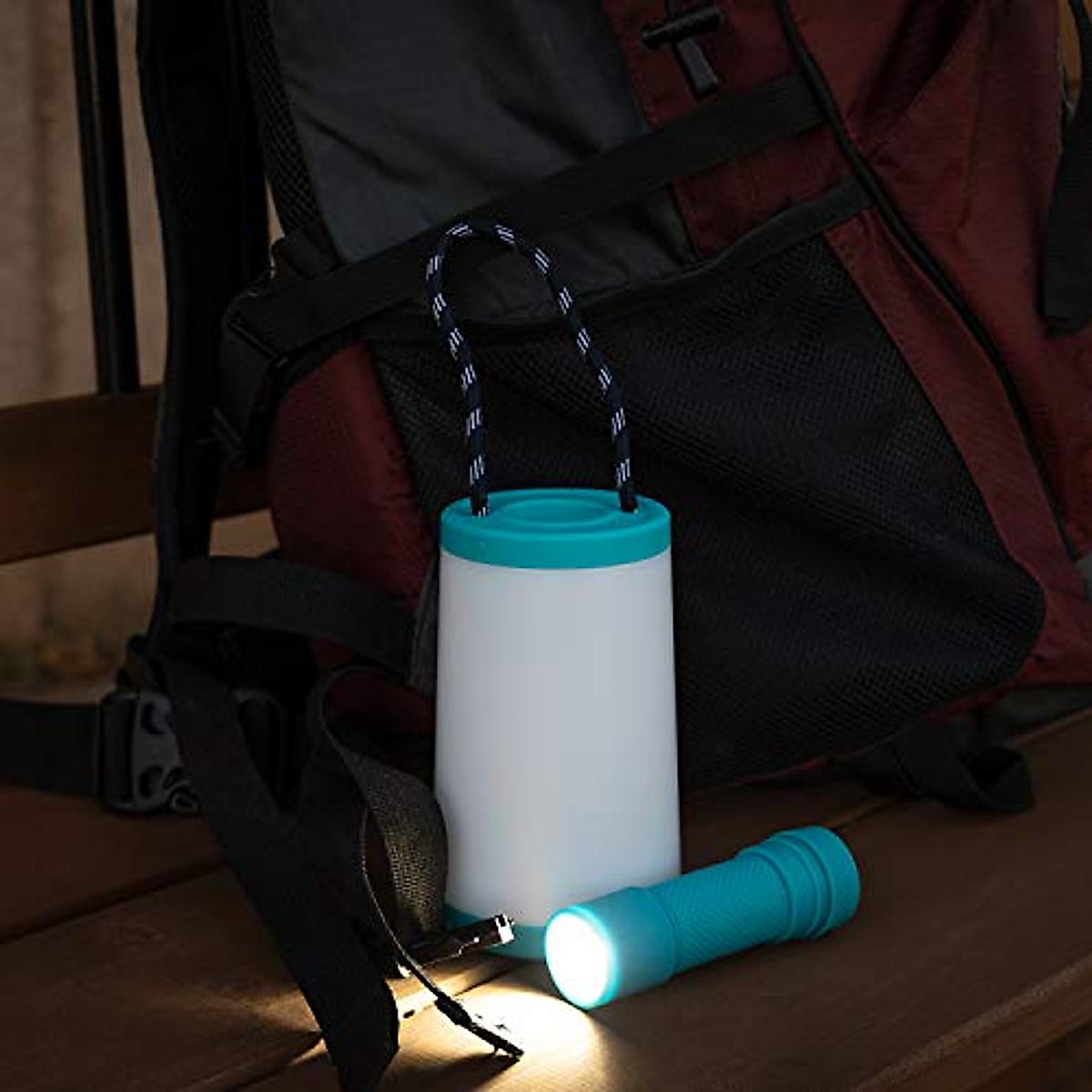 Enbrighten, Teal, 2 in 1 LED Combo Lantern, Flashlight, Task Light, Battery Operated, 200 Lumens, High/Low/Off, Table Lamp, Desk, Camping, Emergency, Storm, 57809