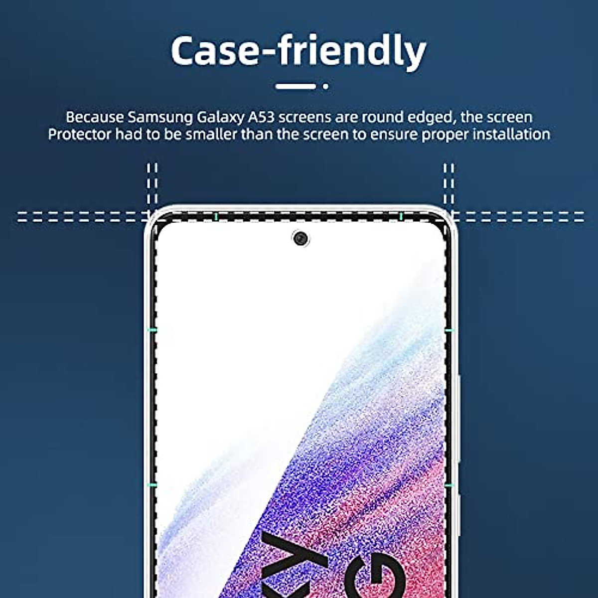 NEW'C [3 Pack] Designed for Samsung Galaxy A53 5G Screen Protector Tempered Glass, Case Friendly Ultra Resistant