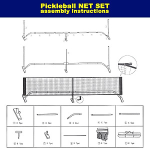 PATIKIL Pickleball Net Set 22FT Regulation Size Portable Net System with 6 Pickleball, 4 Paddles & Carrying Bag for Driveway Backyards Indoor Outdoor, Black