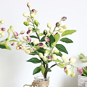 Lavenor 3pcs Artificial Olive Leaves with Fruit 15" Faux Olive Branches Artificial Plants Greenery for Vases Home Office Indoor Outside Decor (Purple)