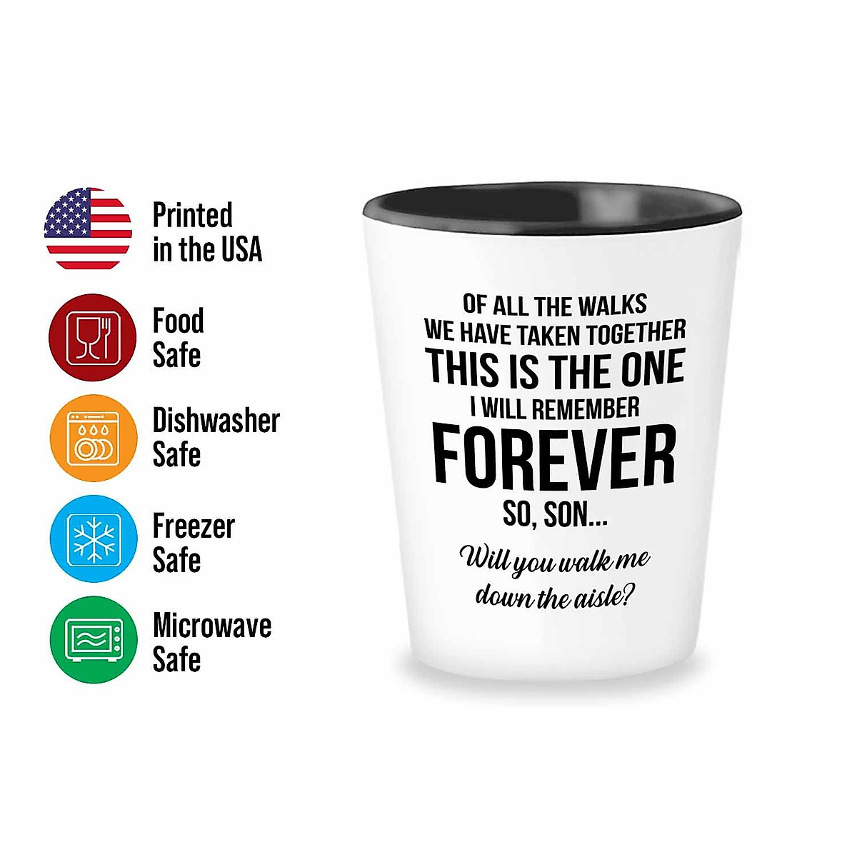 Proposal Shot Glass 1.5oz - Personalized Son Walk Me Down the Aisle - Dad Romantic Marriage Relationship Fiancee Engagement Wedding Day Step Dad Future Husband Wife
