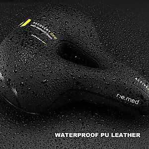 Comfortable Bike Seat Cushion,Wide Bicycle Seat with Dual Shock Absorbing Ball Memory Foam for Men Women,Waterproof Bicycle Hollow Saddle Fits Stationary Road Mountain Exercise Bike