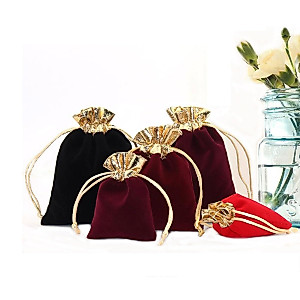 Snadulor 20 Pcs Soft Velvet Drawstring Pouches Bags for Jewelry,Wedding,Gift,Candy Bags,Party Favors,4x5 inch(Wine Red)