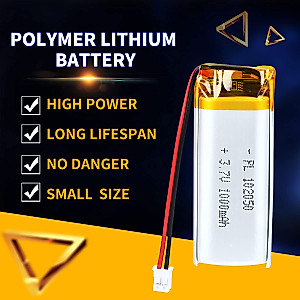YDL 3.7V 1000mAh 102050 Lipo Battery Rechargeable Lithium Polymer ion Battery Pack with PH2.0mm JST Connector