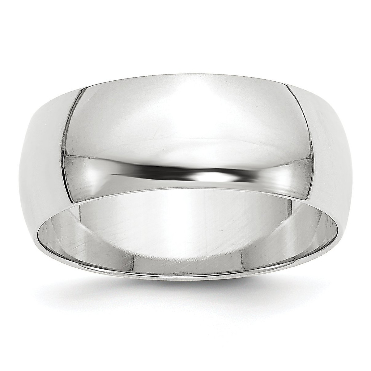 Solid 10k White Gold 8 mm Rounded Wedding Band Ring Size 8