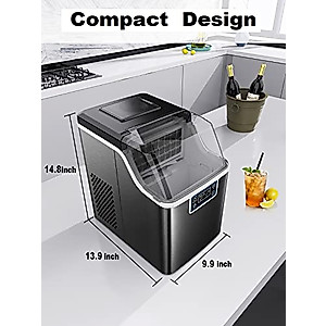 Kndko Ice Makers Countertop,45 lbs/Day/2,000 pcs,2 Way Filling,Self-Cleaning,6 Gears Ice Thickness Control,24H Timer, ice Machine Maker for Home Outdoor RV,Bright Black