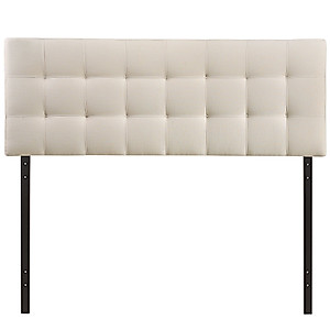Modway Lily Tufted Linen Fabric Upholstered Queen Headboard in Ivory