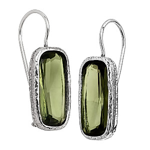 Silpada 'Olivine' Green Cubic Zirconia Drop Earrings in Sterling Silver