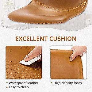 Centiar Faux Leather Indoor Kitchen Dining Chair Set of 4,Comfortable Farmhouse Chairs With Metal Legs, Modern Industrial Upholstered Chairs Suitable For Home, Bistro Coffee Shop,18",Whiskey Brown