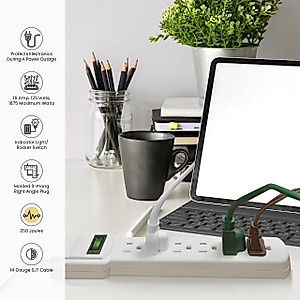 Go Green Power GG-16106MS Surge Protector, 6 FT, White, 6 FT