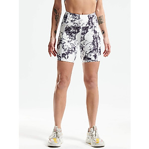 CADMUS High Waist Tummy Control Compression Shorts for Women Fitness Workout Running Shorts with Pockets23# Navy Pink & White Grey, Pack of 2, S