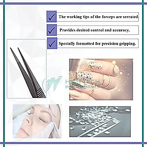 Professional Stainless Steel Set of 3 Tweezers 4.5" with Fine Serrated Precision Straight Tips for Facial Hair, Splinter and Ingrown Hair Removal Used by Women & Men