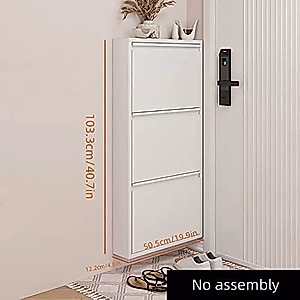 Aeumruch Wall Mounted Shoe Cabinet Flip Drawer Shoe Cabinet Narrow Shoe Cabinet White