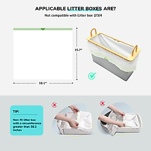 Bilibara 65 Count Drawstring Litter Box Liner Bags for Auto Self-Cleaning Litter Box, Extra Thick Leak Proof Cat Litter Replacement Waste Bags, Unscented, 18.1"W x 15.7"H, 3.5 Gal