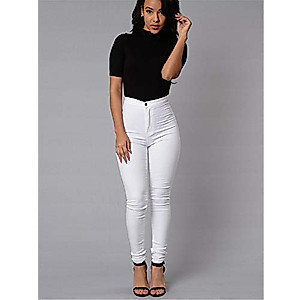 Andongnywell Women's Ripped Jeggings Pocket Denim Pants Ladies Skinny Stretch Distressed Jeans Trousers (White 2,X-Large)