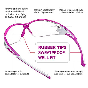 HTS HUNTERSKY E9532 Super Flexible Lightweight Anti Fog Wrap-Around U6 Clear Shooting Safety Glasses with ANSI Z87.1 Scratch Resist