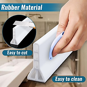 AMZKONIG 3" High Shower Threshold Water Dam 67" Long Collapsible Shower Water Splash Guard Self-adhesive Shower Barrier Bath Water Stopper To Keep Dry and Wet Separation Bathroom Kitchen (5.6Ft)