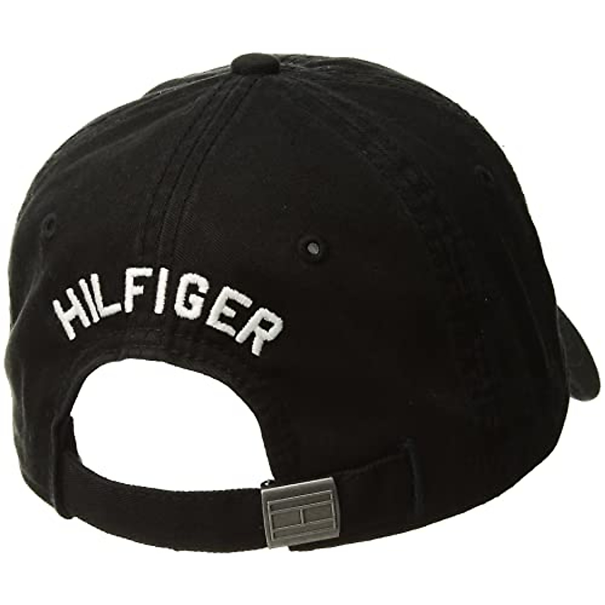 Tommy Hilfiger Men's Dad Hat Billy Corner Flag Cap, Black, O/S