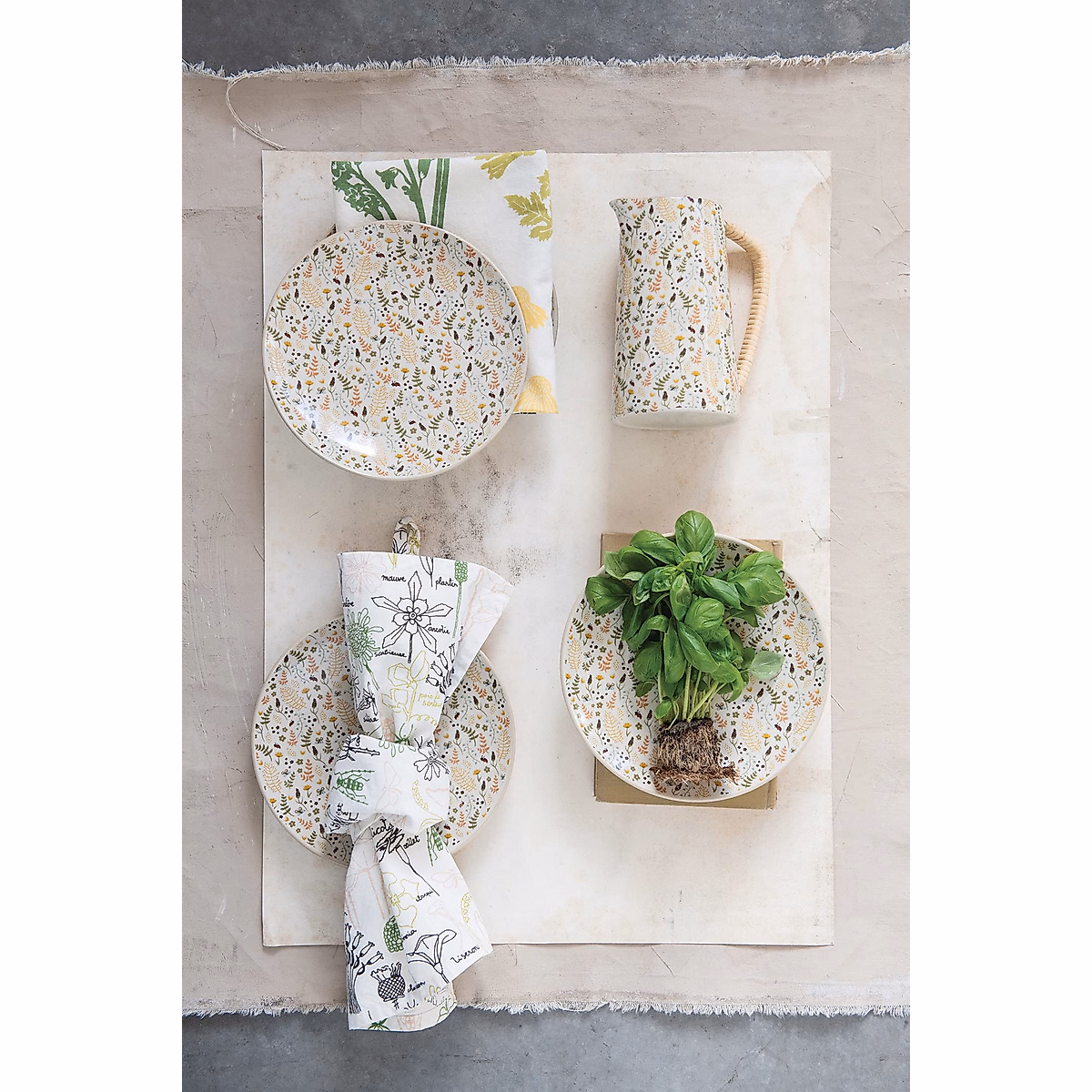 Creative Co-Op Stoneware Pitcher, 6.75", Multicolored