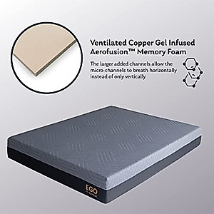 MLILY EGO Copper Full Memory Foam Mattress 10 Inch, Copper Gel Infused Mattress Bed in A Box CertiPUR-US Certified Made in USA, Medium, 54”x75”x10”, Darkgray