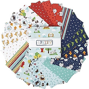 Pets Riley Blake 5-inch Stacker, 42 Precut Fabric Quilt Squares by Lori Whitlock