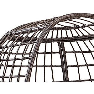 Sunjoy Cuddle Wicker Swivel Lounge, Oversized Indoor Outdoor Egg Chair with 4 Cushions for Patio, Backyard, Living Room, Brown