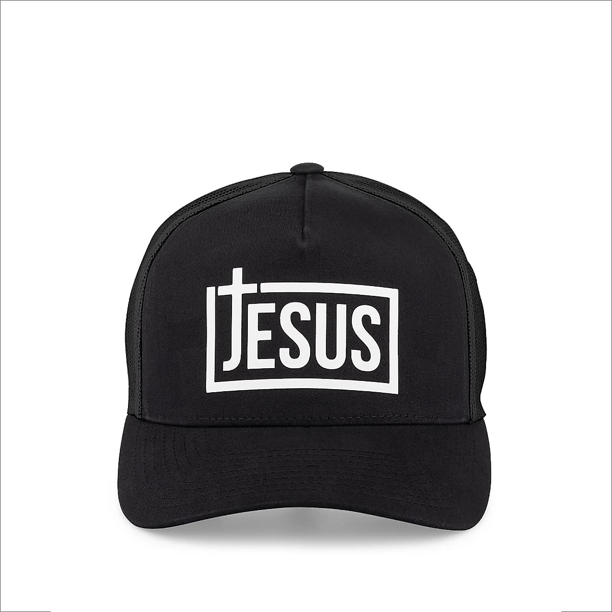 Aprojes Jesus Hat for Men – Christian Trucker Cap – Adjustable (Black/Black)