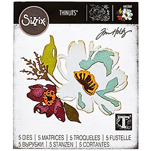 Sizzix Thinlits Die Set 5PK Brushstroke Flowers #3 by Tim Holtz, 665360