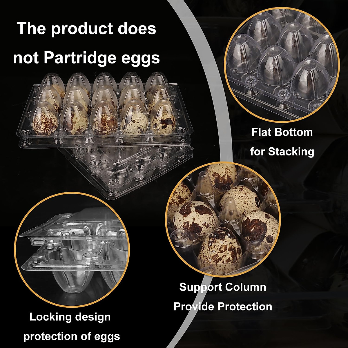 KUKLIPJIM 200 Pack Quail Egg Cartons, Clear Plastic Quail Egg Trays, Holds up to 15 Quail Eggs Securely - Your Ultimate Small Eggs Carton Holders for Bulk Storage and Display