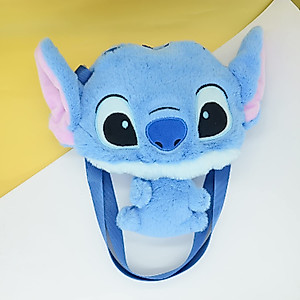 Stitch Plush Crossbody Bag with Adjustable Shoulder Strap, Kawaii Fluffy Handbag with Buckle, Cartoon Wallet Purse Shoulder Bag Coin Pouch Accessories for Women Girls