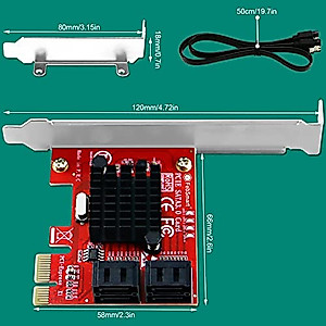 FebSmart PCIE 3.0 to 4-Ports 6Gbps SATA III Expansion Card for Desktop PCs, Plug and Play on Windows OS, MAC OS, Linux, ASMedia ASM1064 None-Raid PCIE 3.0 SATA III Host Controller (FS-S4-Pro V2)