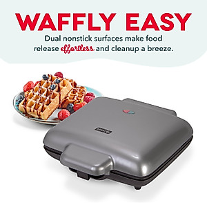 DASH Multi Mini Waffle Maker: Four Mini Waffles, Perfect for Families and Individuals, 4 Inch Dual Non-stick Surfaces with Quick Release & Easy Clean - Graphite