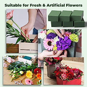 Upgraded 6 Pack Floral Flower Foam Blocks, Green Plant Foam for Flower Arrangements, Wet & Dry Florist Foam Styrofoam for Fresh and Artificial Flowers (5.5"L X 3.1"W X 1.6"H)